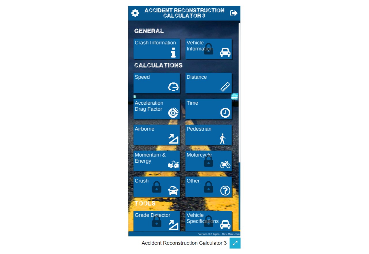WebGL Demo Updated - Accident Reconstruction Calculator 3 - Dev Mike